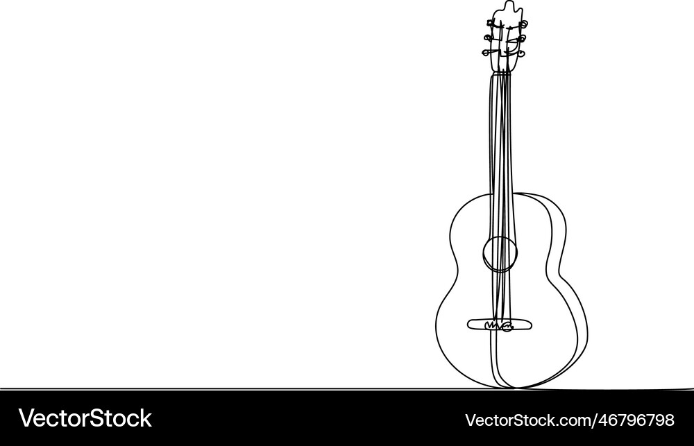 Acoustic guitar one line art continuous line Vector Image