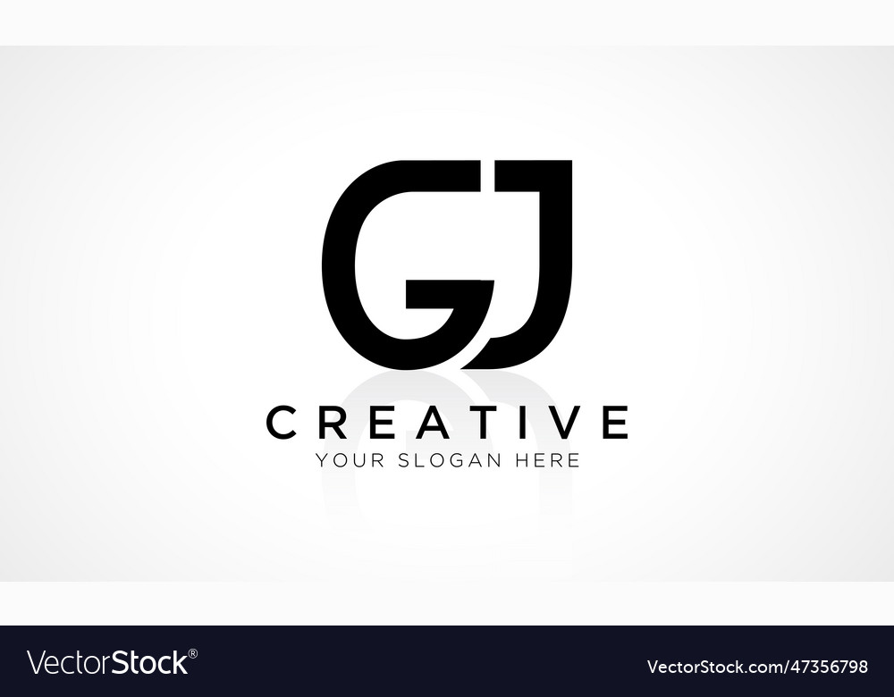 Alphabet letter gj logo design with glossy Vector Image