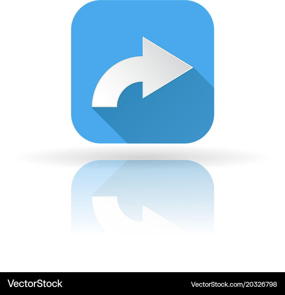 Arrow icon blue sign with shadow and reflection Vector Image