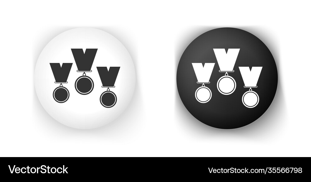 Black and white medal set icon isolated Royalty Free Vector