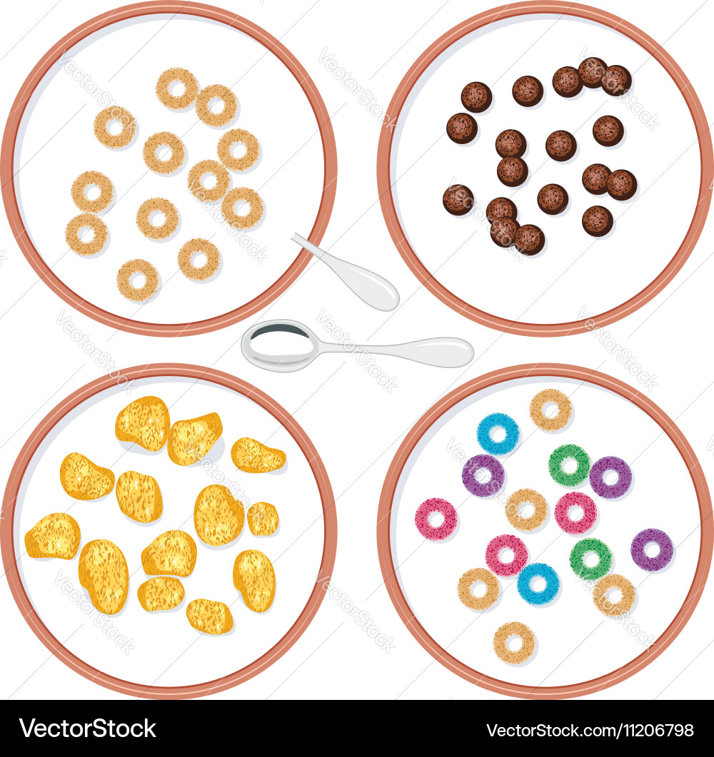 Breakfast wholegrain cereal in milk Royalty Free Vector
