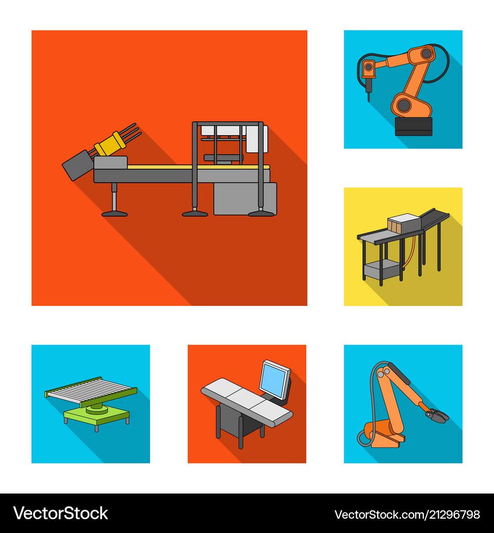 Equipment and machine flat icons in set collection