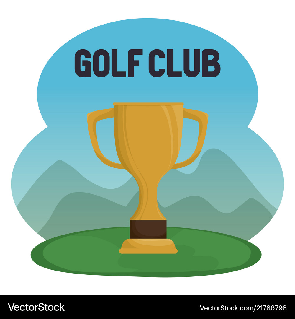 Golf sport club with trophy cup Royalty Free Vector Image