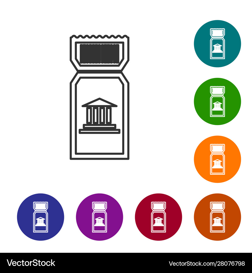 Grey line museum ticket icon isolated on white Vector Image