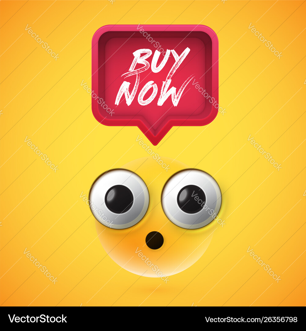 High detailed wondering smiley with a 3d speech Vector Image