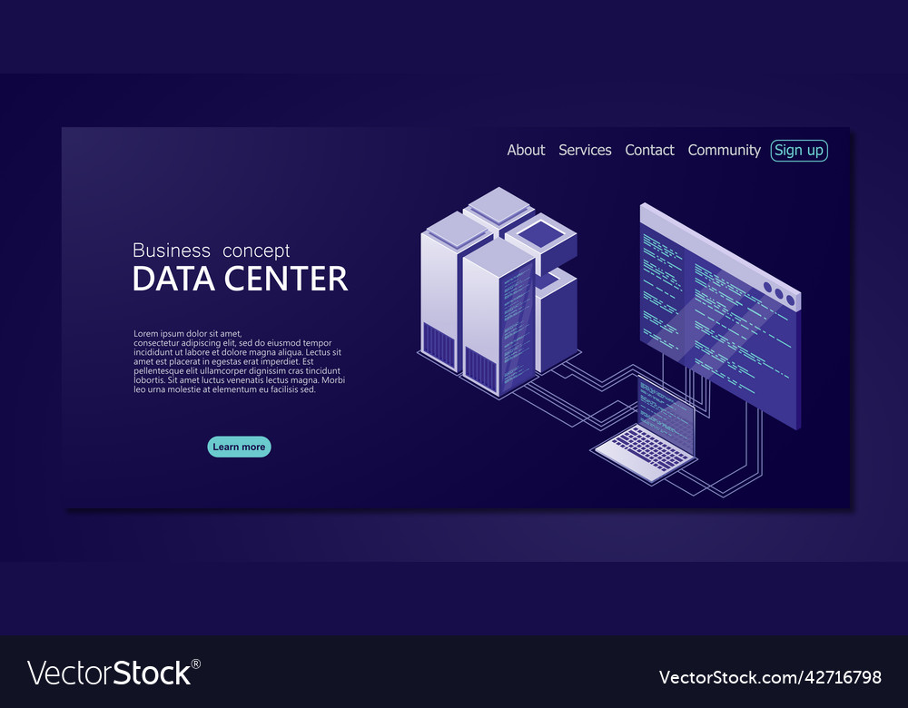 Hosting server or data center room concept Vector Image