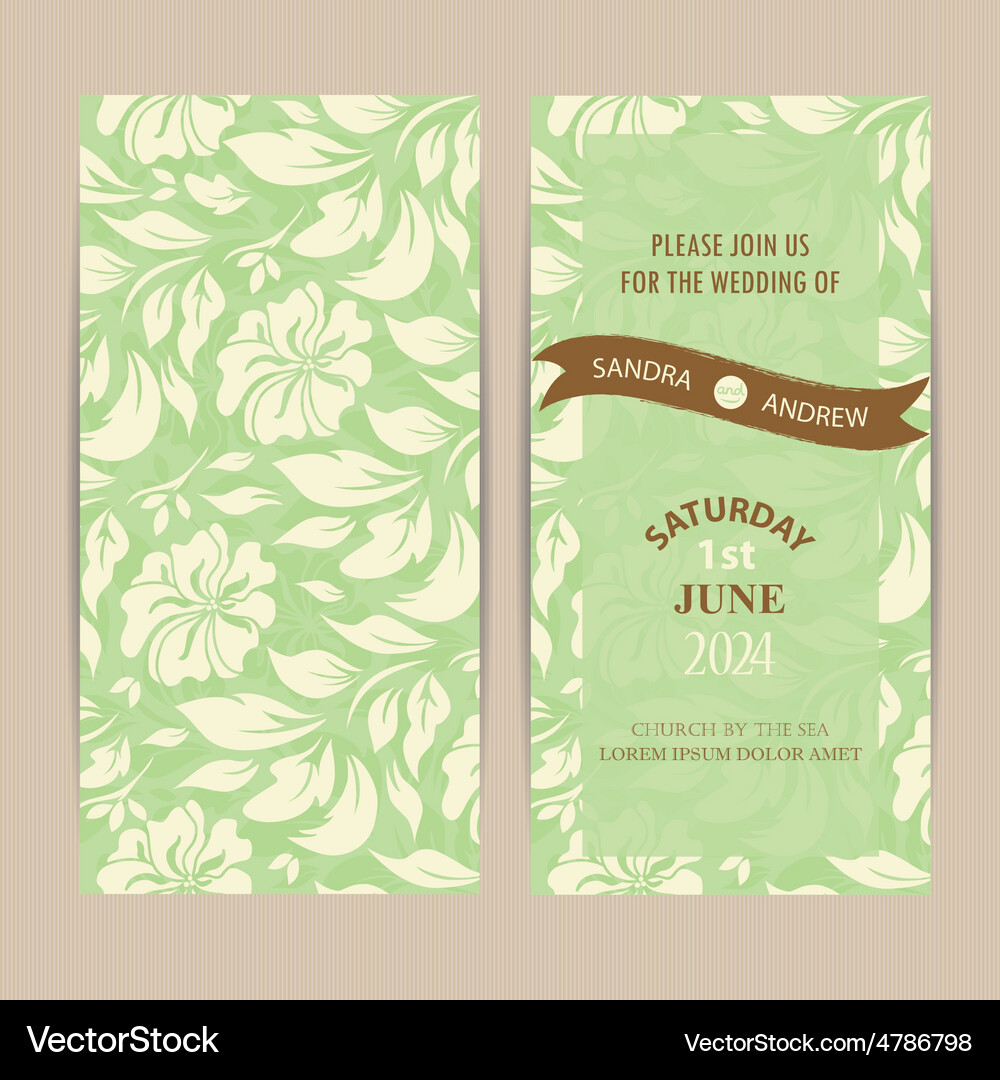 Invitation card floral green Royalty Free Vector Image