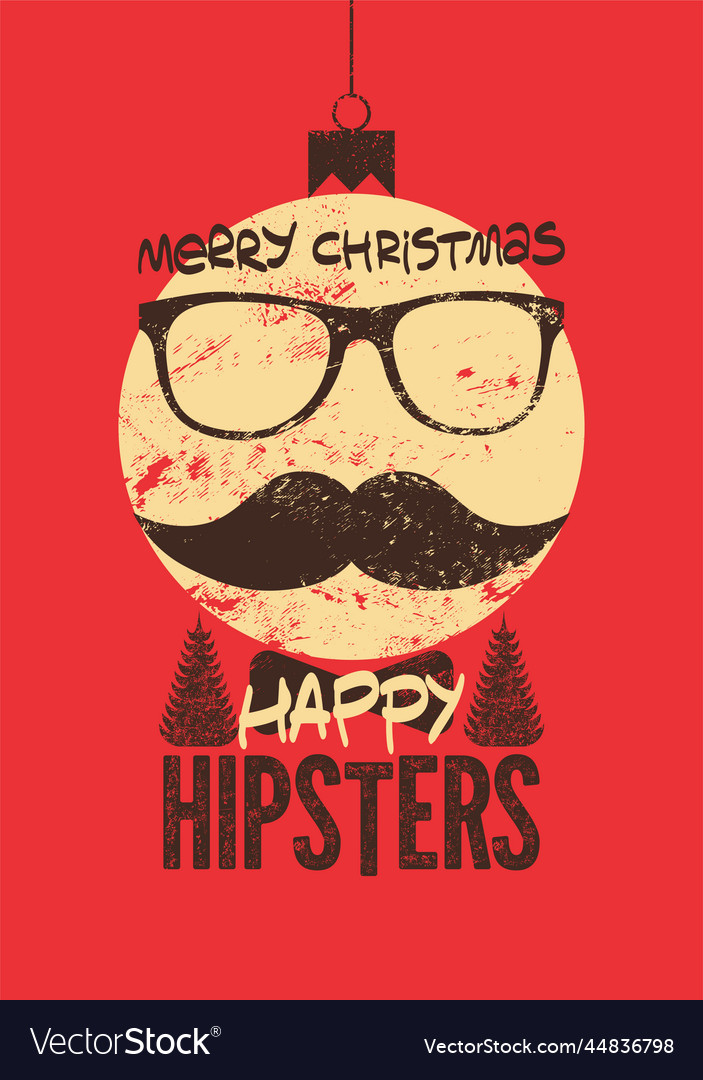 Merry christmas happy hipsters grunge design Vector Image