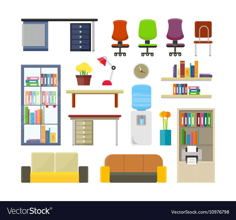 Modern Office Interior Elements Royalty Free Vector Image