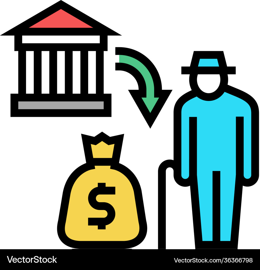 Pension benefits color icon Royalty Free Vector Image