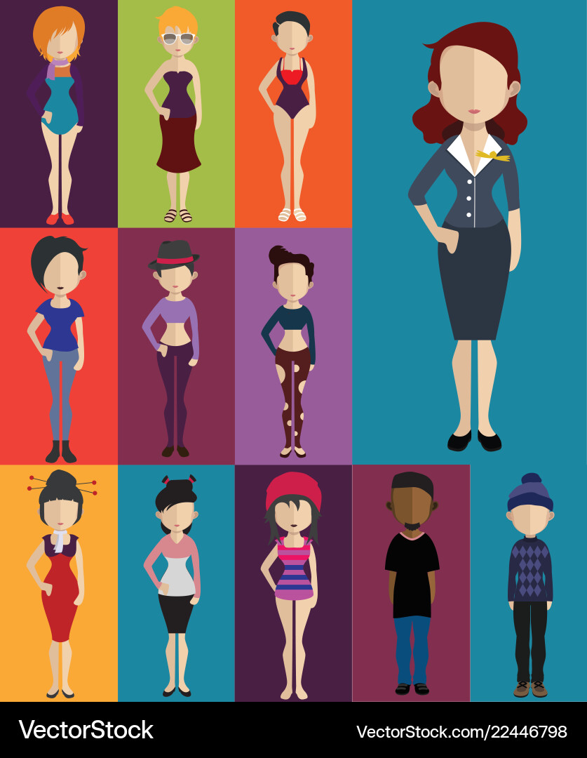 People avatar with full body and torso variations Vector Image