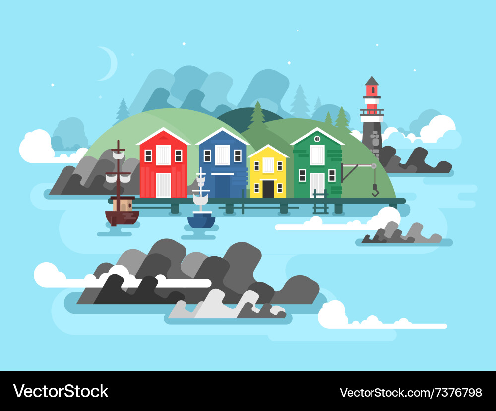 Port sea or ocean harbour Royalty Free Vector Image