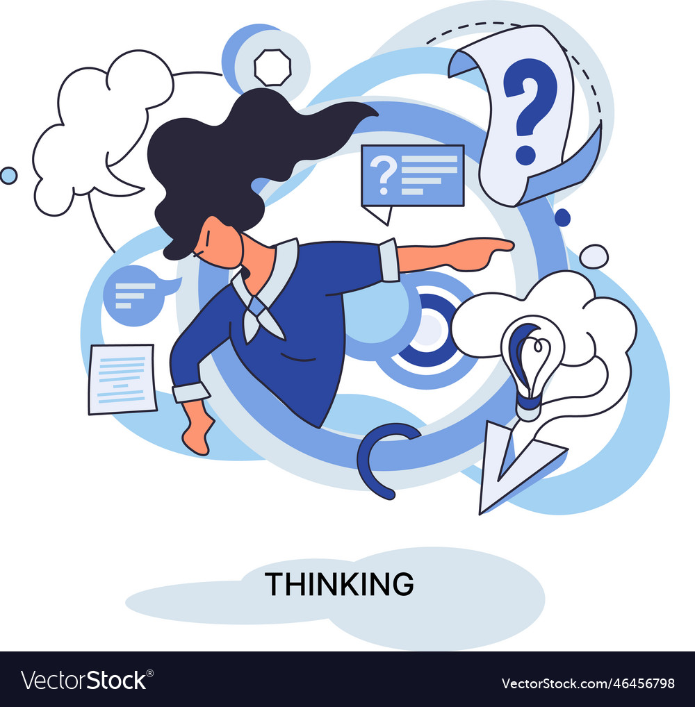 Problem solving concept woman wondering Royalty Free Vector Problem solving concept woman wondering Royalty Free Vector