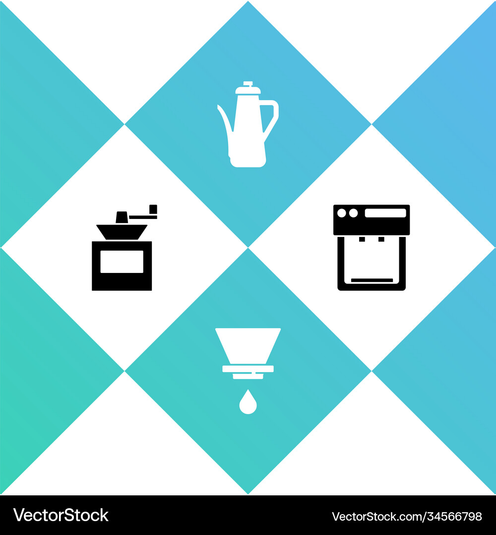 Set manual coffee grinder v60 maker teapot Vector Image