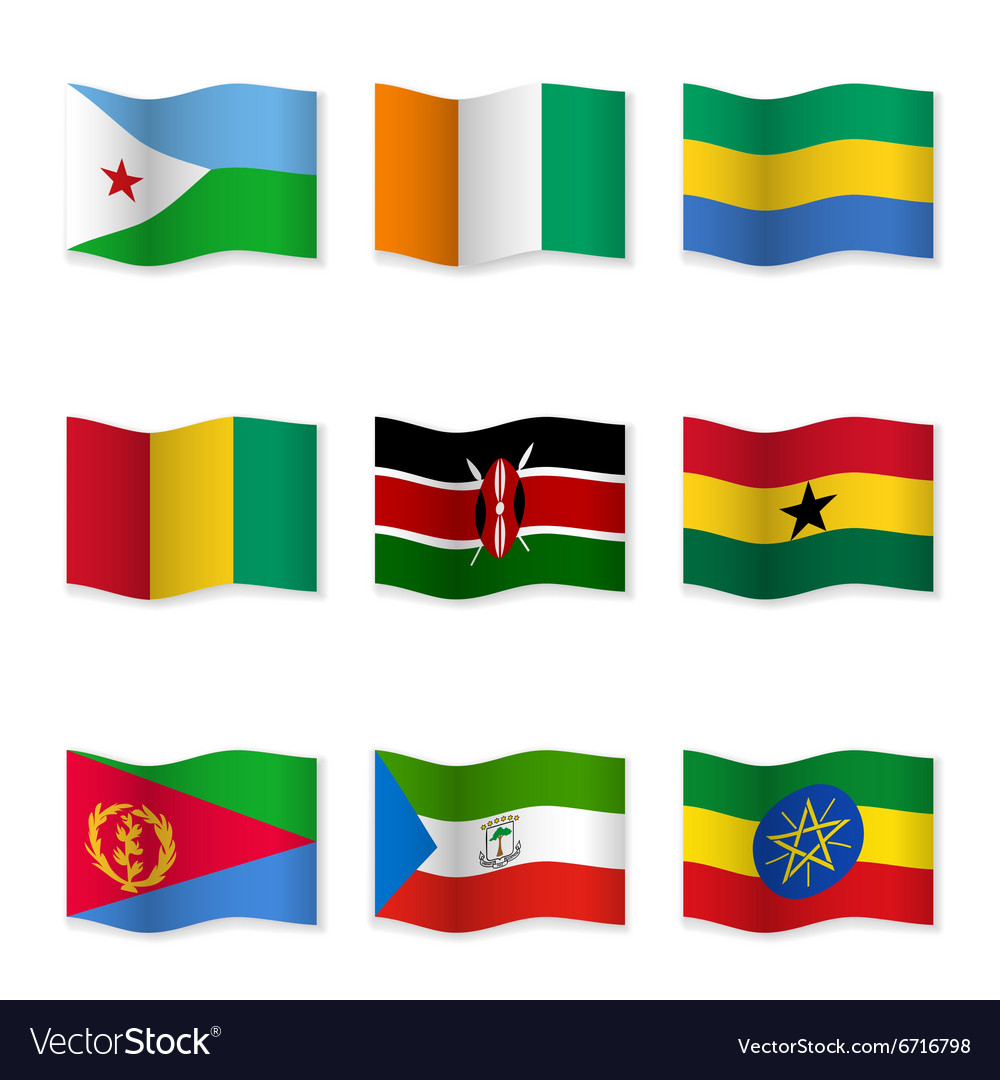 Waving Flags Different Countries Royalty Free Vector Image