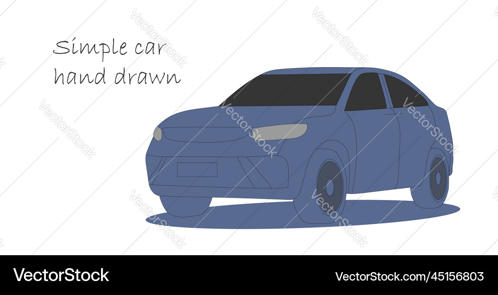 3d simple car sedan hand drawn on a white Vector Image