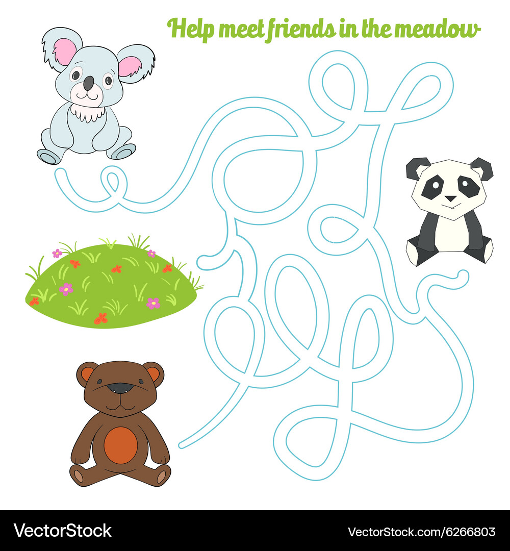 Animal Maze Puzzle - Panda & Koala Royalty Free Vector