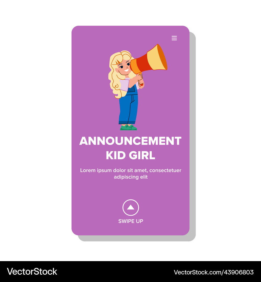 Announcement kid girl Royalty Free Vector Image
