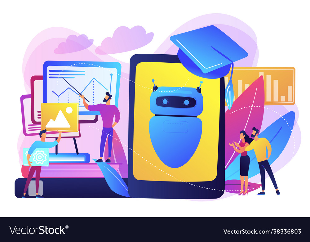 Chatbot self learning concept Royalty Free Vector Image