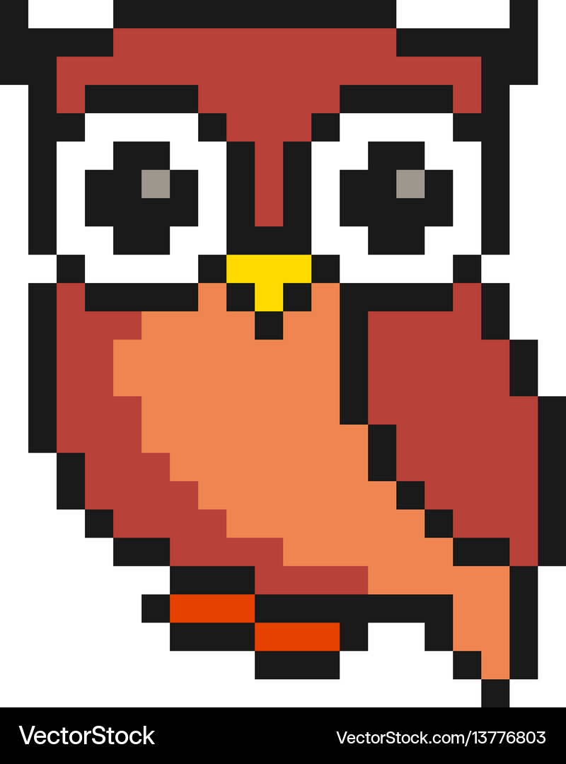 Cute bird animal pixelated owl - isolated Vector Image