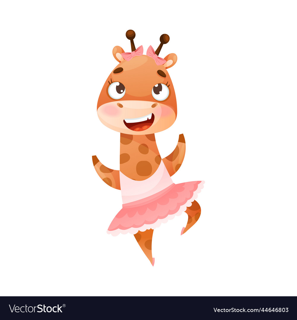 Cute Giraffe Dancing Ballet Wearing Pink Skirt Vector Image