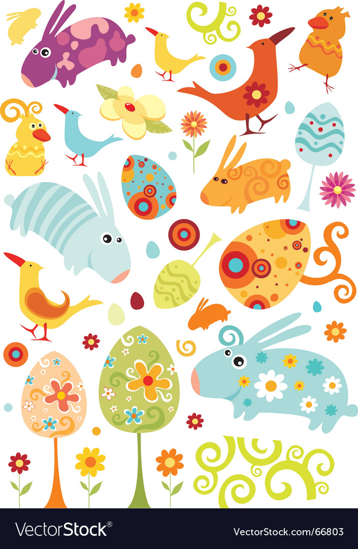 Easter animals set Royalty Free Vector Image - VectorStock