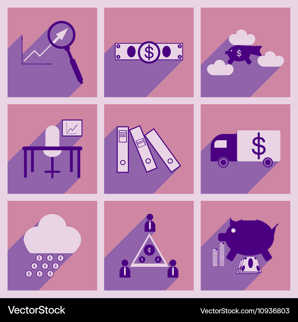 Flat with shadow concept stylish economic icons Vector Image