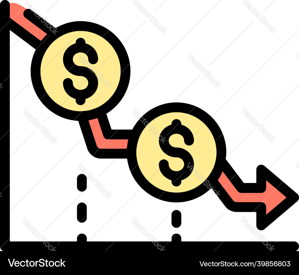 Low money graph icon color outline Royalty Free Vector Image