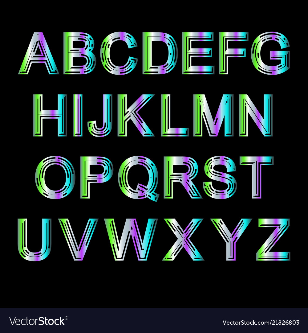 Metallic alphabet set Royalty Free Vector Image