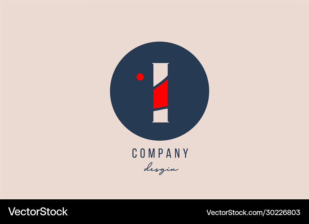 Red dot i letter alphabet logo icon design Vector Image