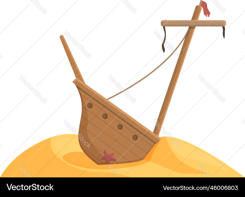 Sailing wrecking ship icon cartoon old Royalty Free Vector