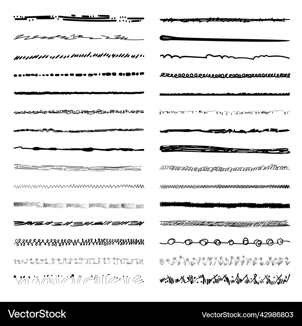Set of freehand lines Royalty Free Vector Image