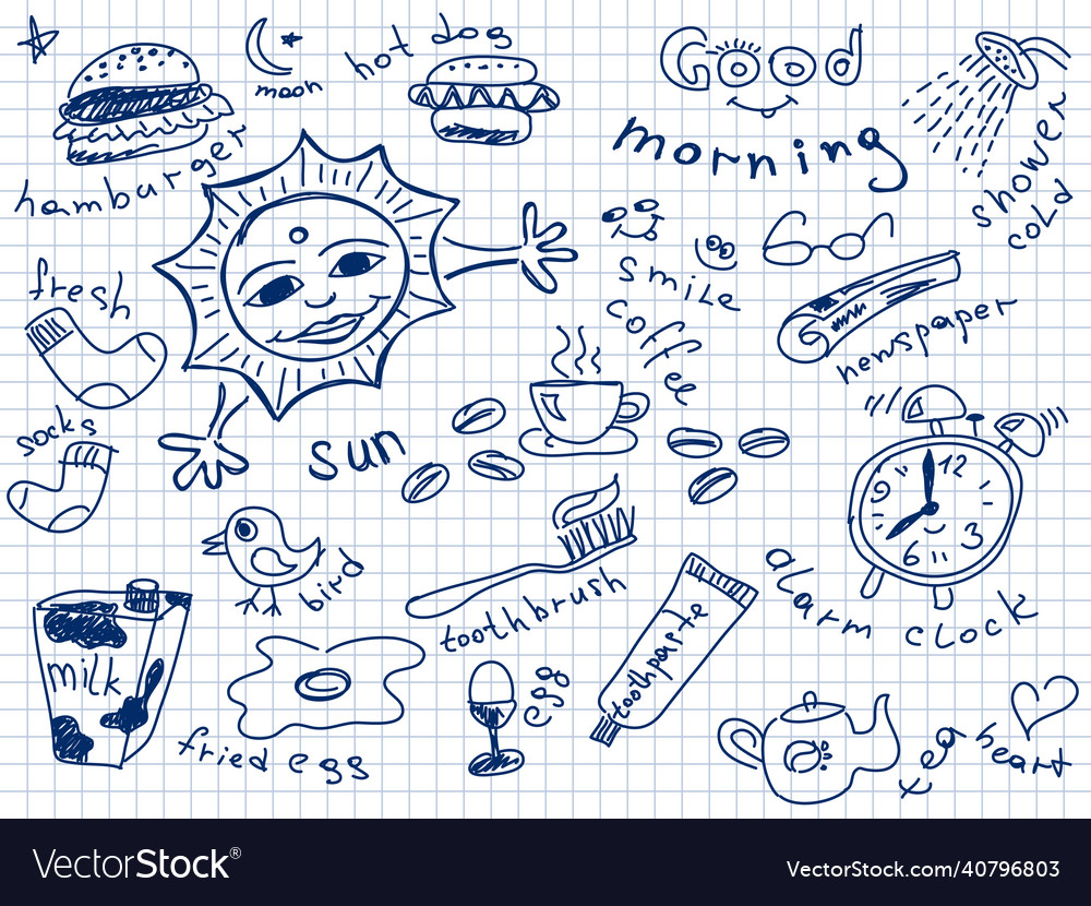 Set of morning doodles Royalty Free Vector Image