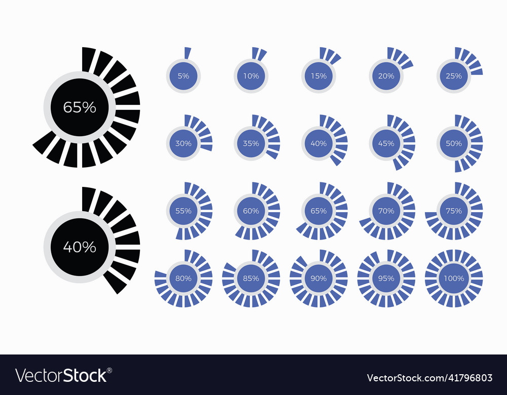 Set of trendy circle infographic pie chart Vector Image