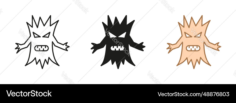 Spooky tree with creepy face line and silhouette Vector Image