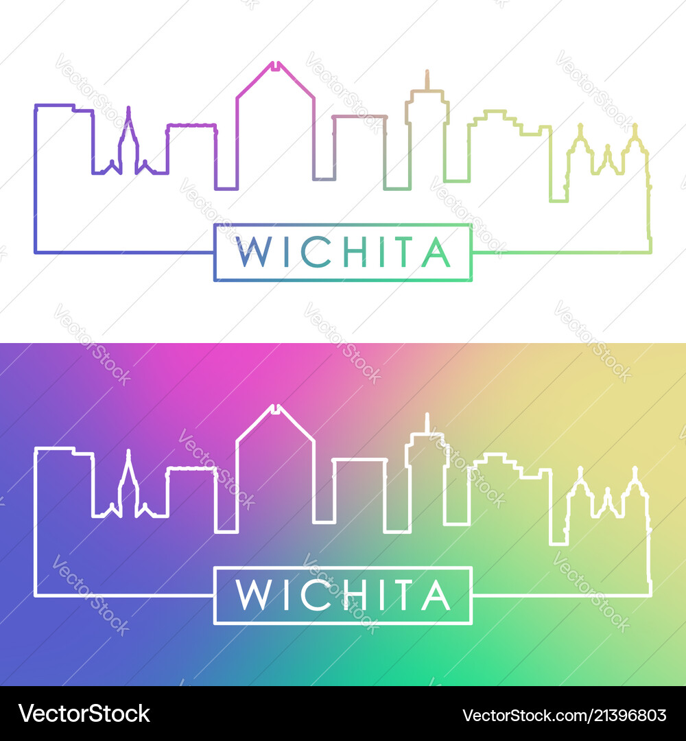Wichita skyline colorful linear style editable Vector Image
