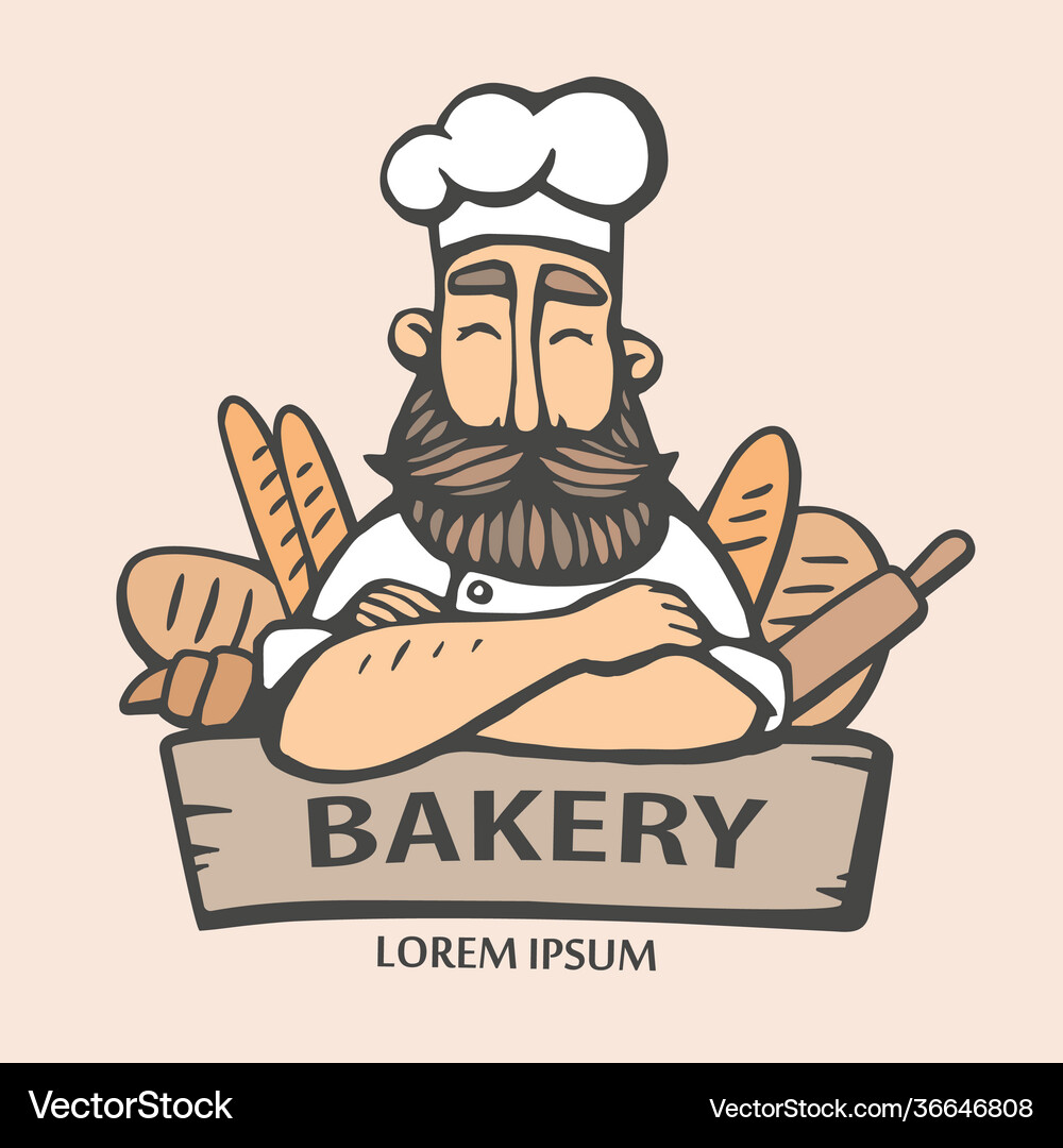 Bakery logo hand drawn Royalty Free Vector Image