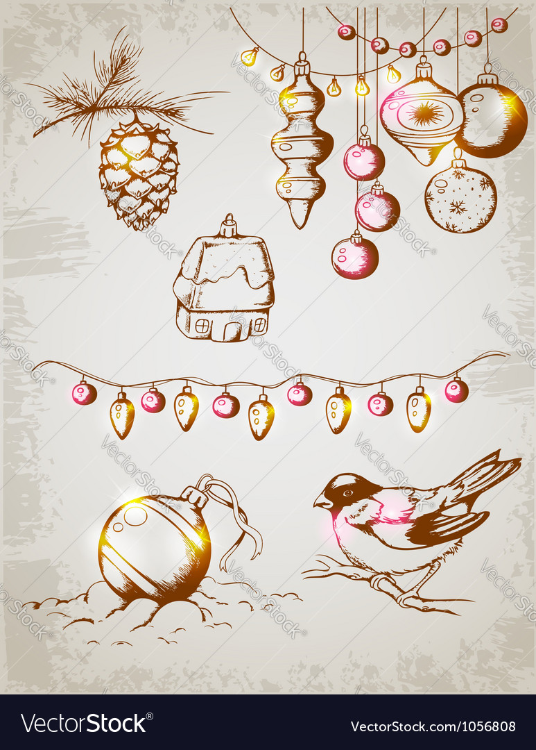 Christmas decoration retro Royalty Free Vector Image