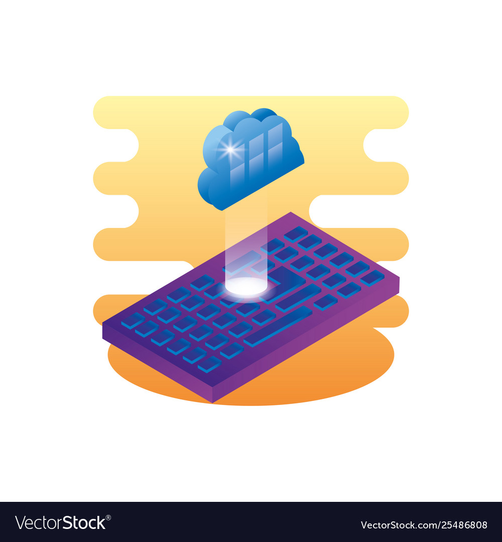 Cloud computing server with keyboard Royalty Free Vector