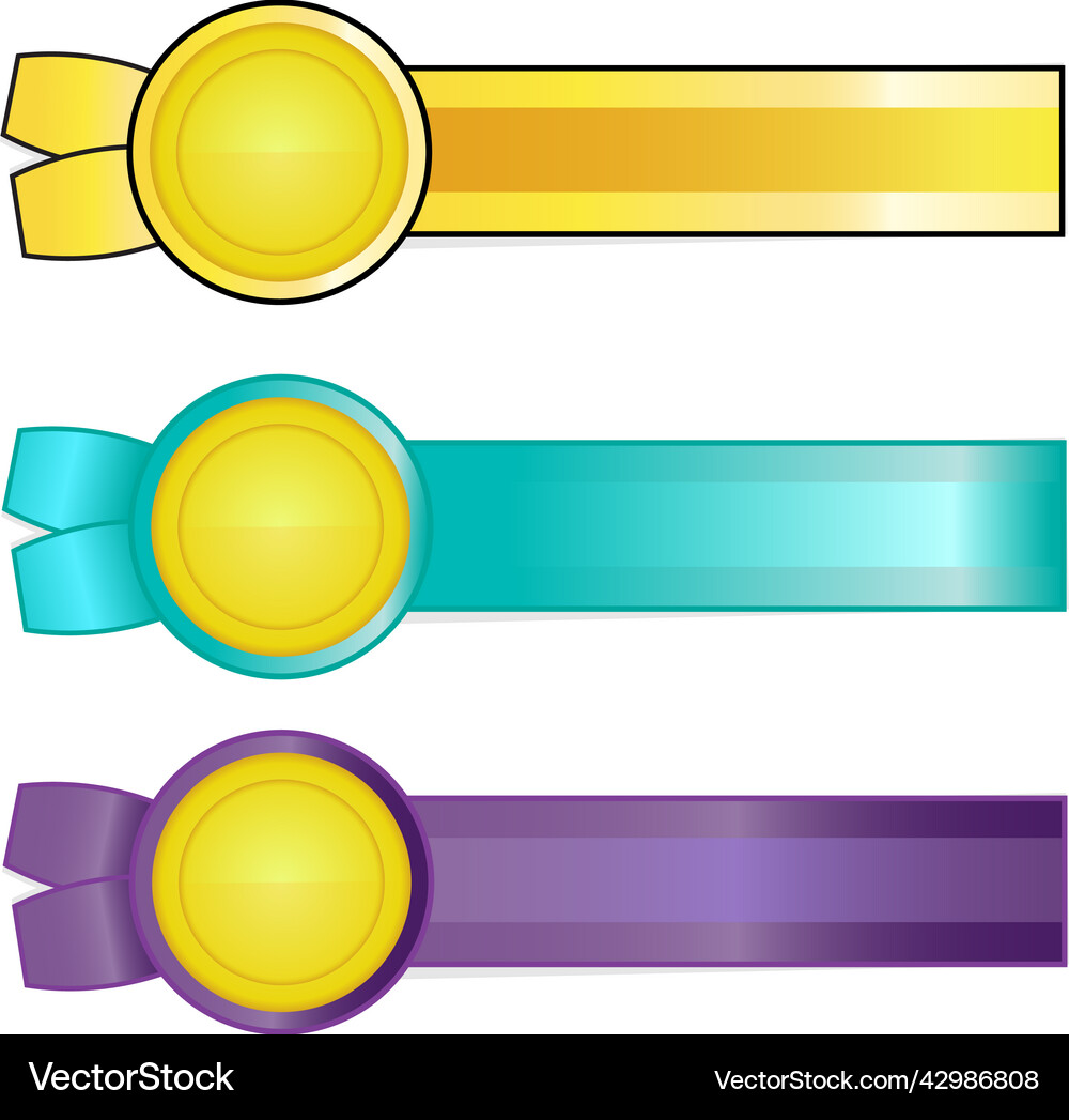 Collection colorful award ribbons set Royalty Free Vector