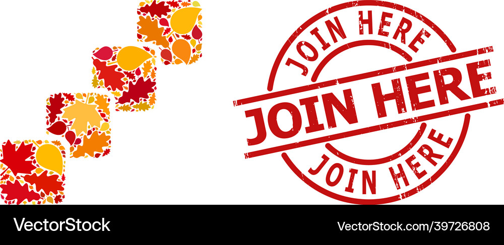 Distress join here stamp imitation and blockchain Vector Image