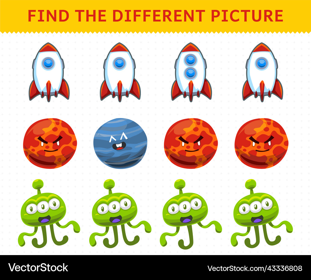 Education game for children find the different Vector Image