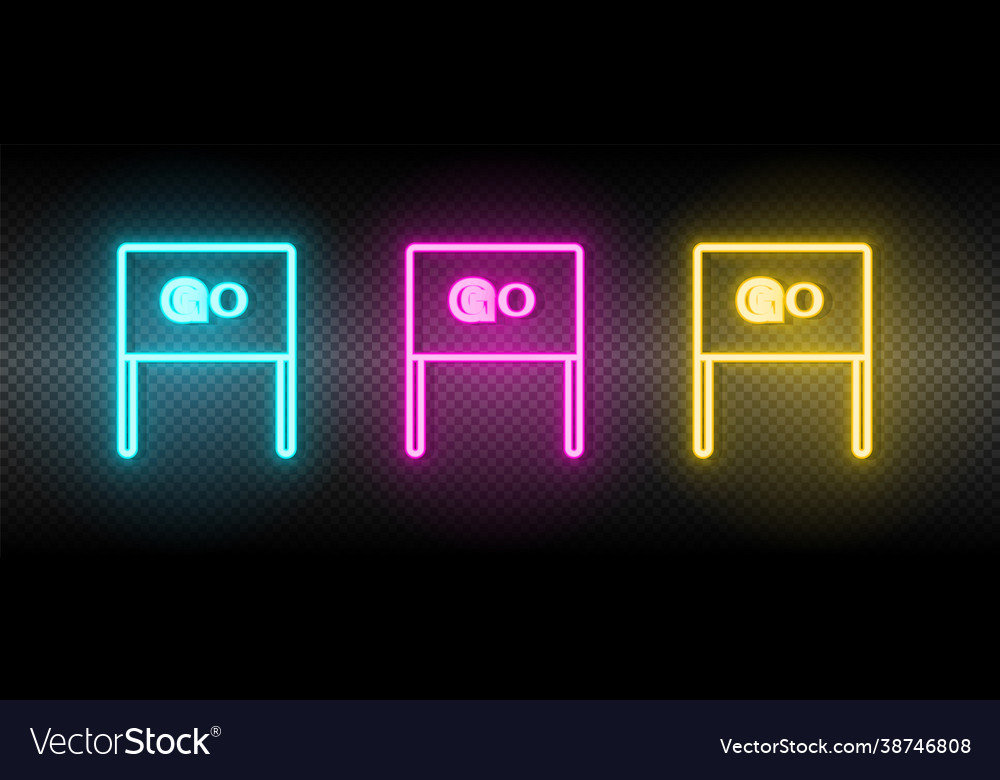 Flag go launch neon icon Royalty Free Vector Image Flag go launch neon icon Royalty Free Vector Image
