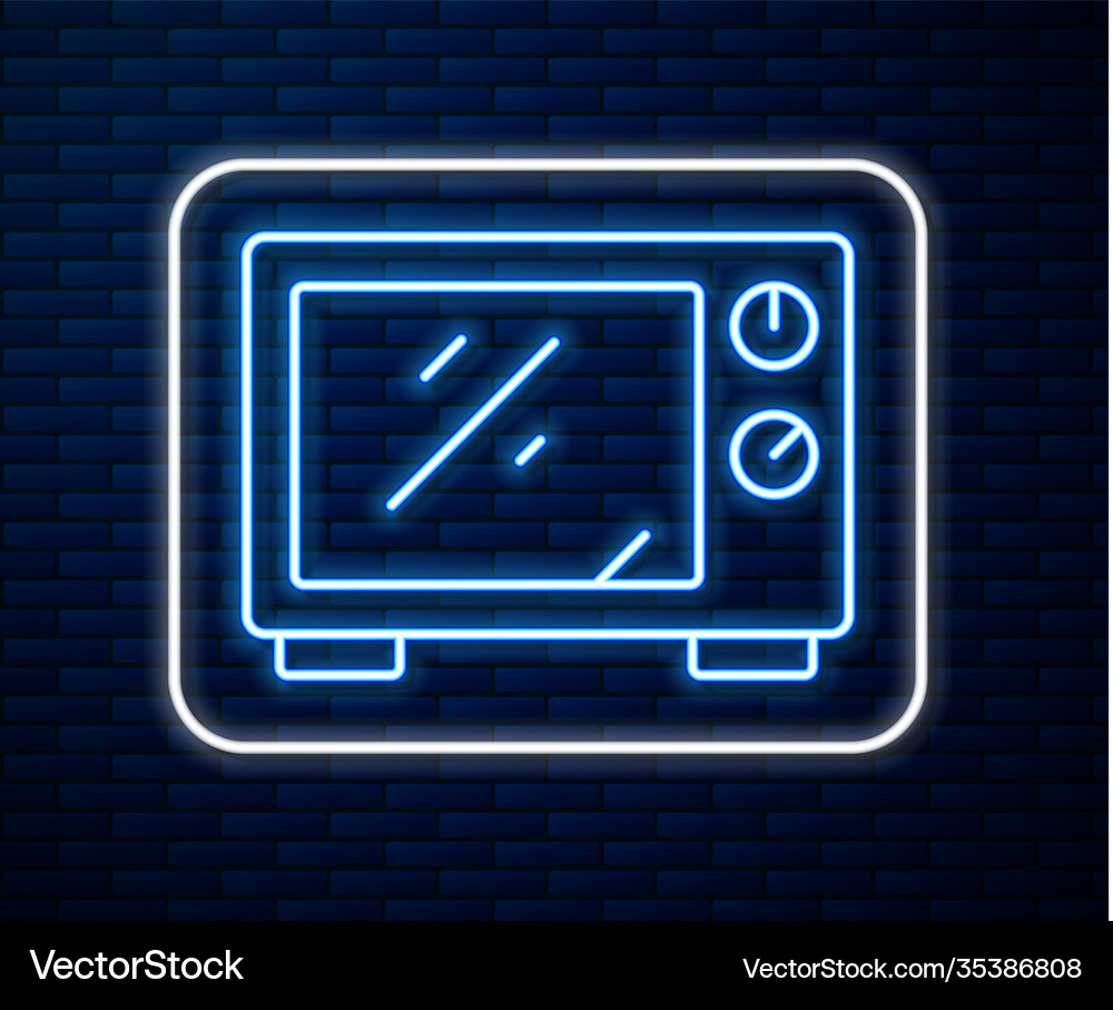 Glowing neon line microwave oven icon isolated Vector Image