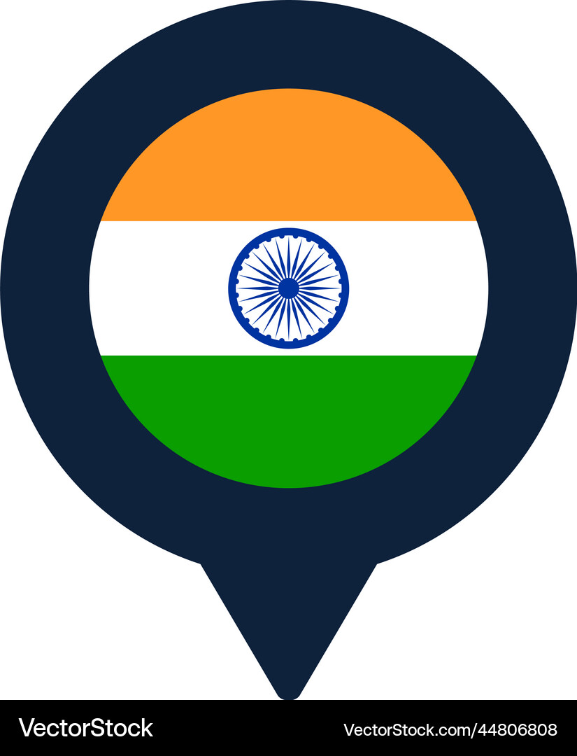 India flag and map pointer icon national flag Vector Image