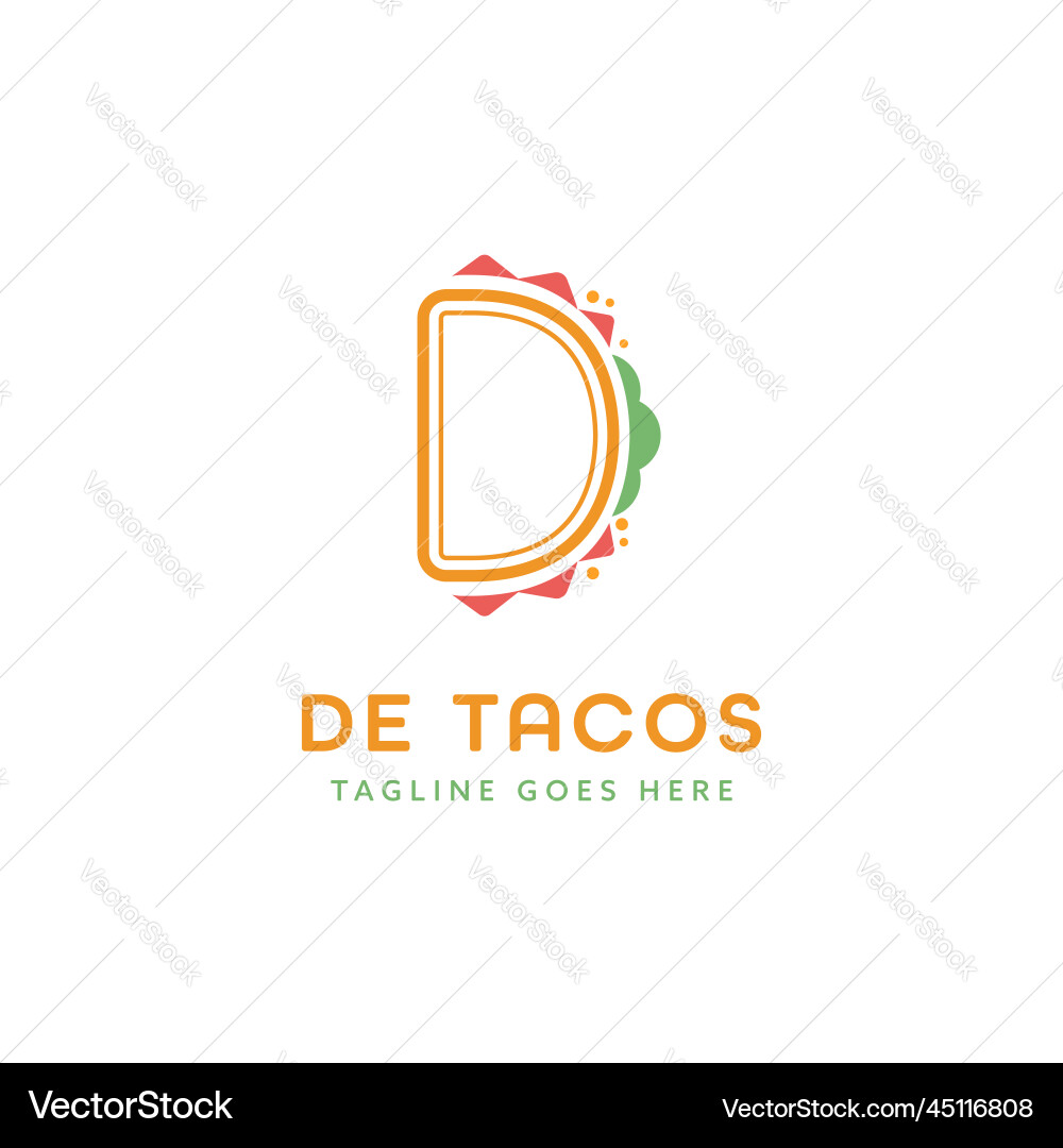 Initial letter d tacos food simple logo icon Vector Image
