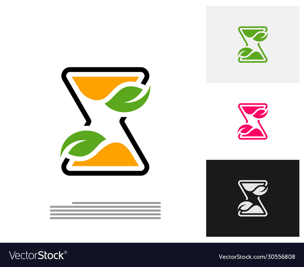 Nature clock logo design concept time Royalty Free Vector