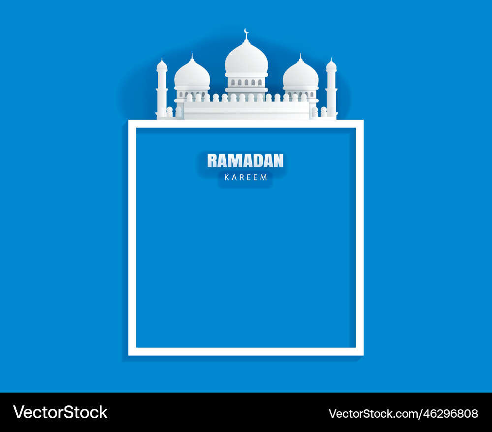 Ramadan kareem greeting card with border for text Vector Image