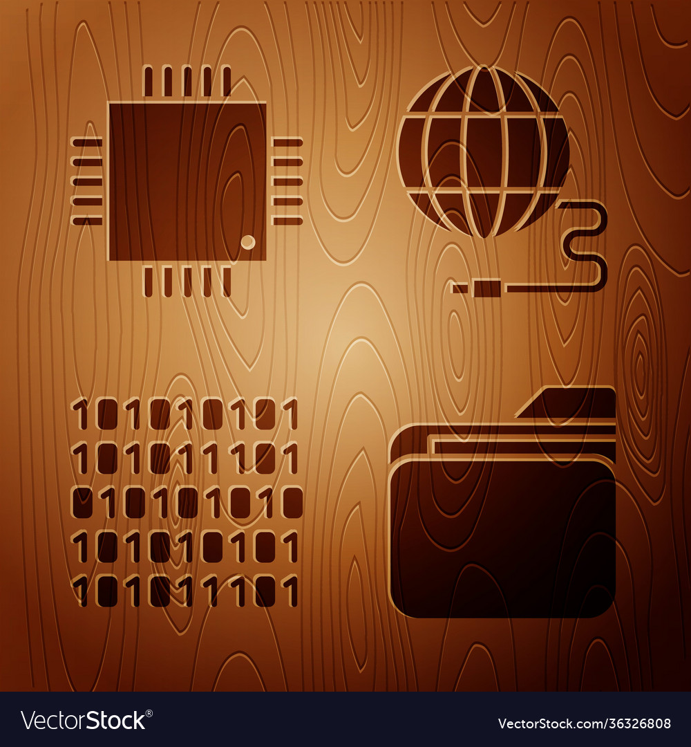 Set document folder processor with microcircuits Vector Image Set document folder processor with microcircuits Vector Image