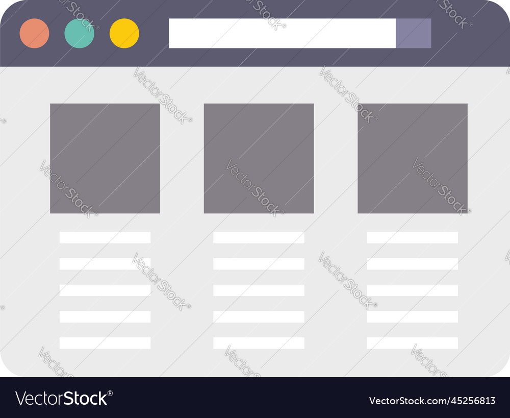 Browser tab icon flat window computer Royalty Free Vector
